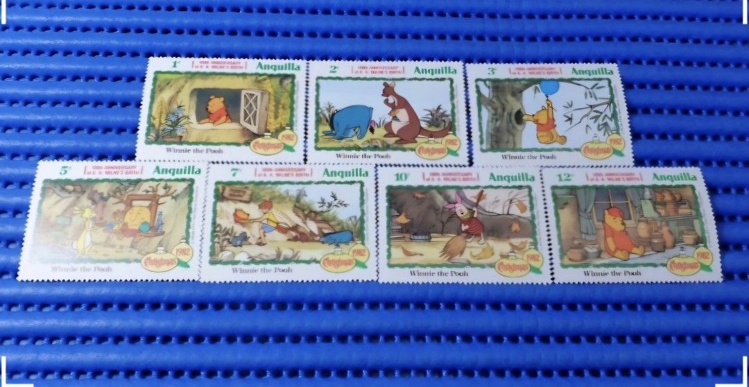 1982 Anquilla 100th Anniversary of A.A. Milne's Birth, Christmas Winnie ...