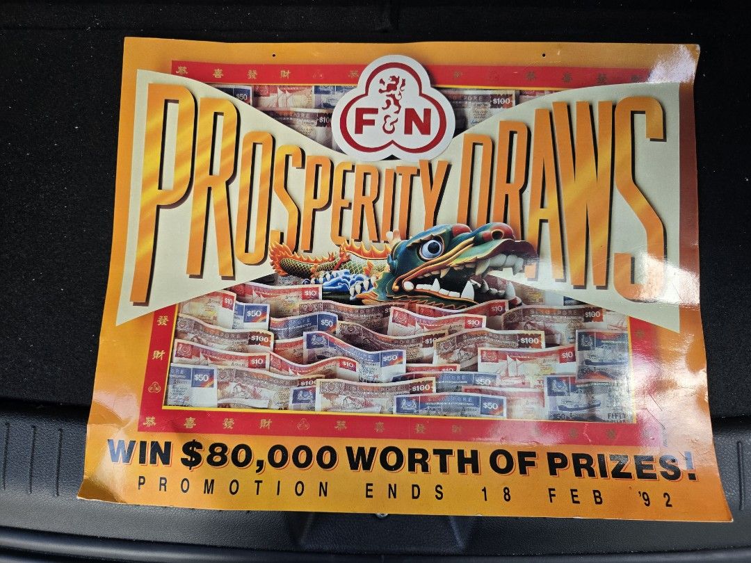 1992 vintage F&N poster retro soft drink lucky draw feature old ...