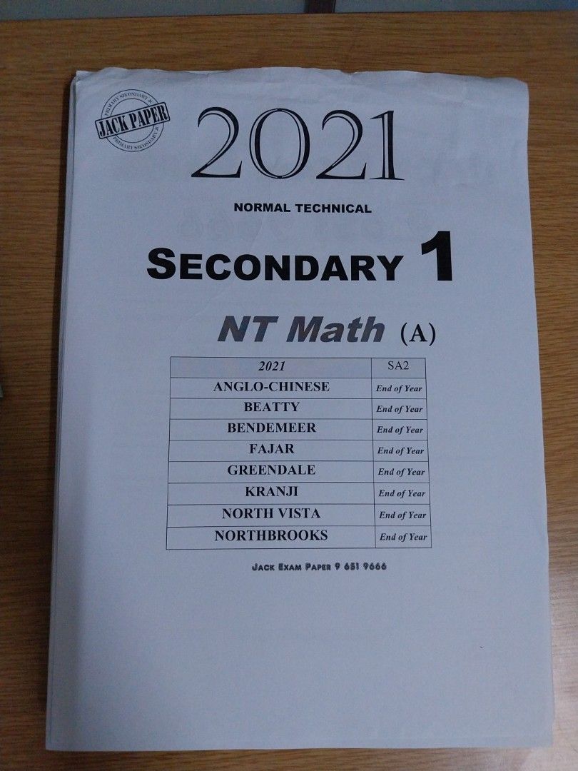 2021 Secondary 1 NT Math (A) Exam Paper, Hobbies & Toys, Books ...