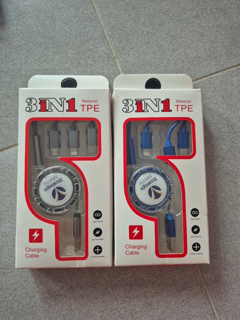 3-in-1 Retractable Charging Cable, Mobile Phones & Gadgets, Mobile ...