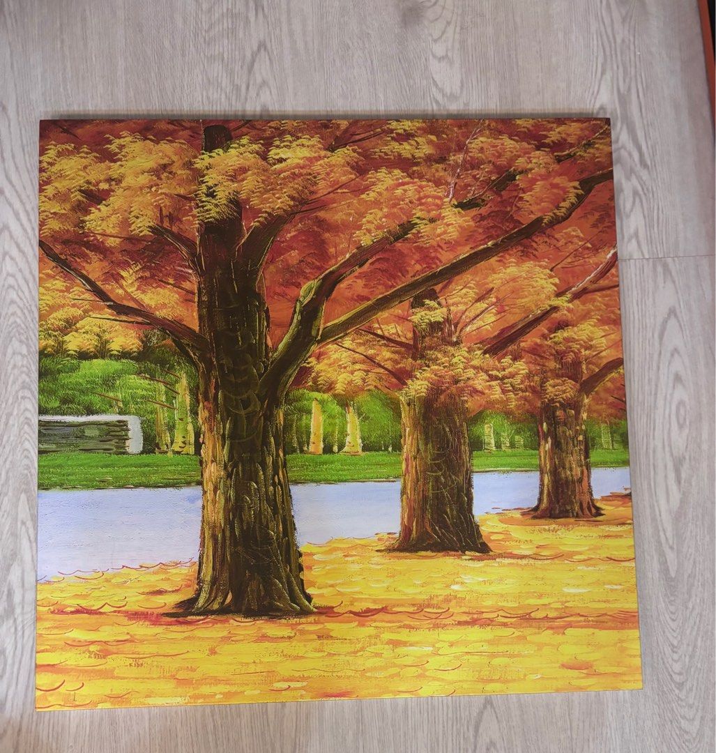Autumn Trees Painting - 3 Panel Set, Hobbies & Toys, Art & Prints on ...