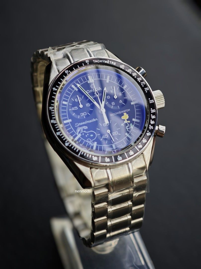 Custom Mod Moonswatch Black Snoopy 40mm PE50, Men's Fashion, Watches ...