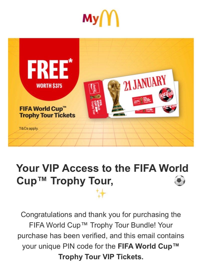 FIFA World Cup Trophy Tour VIP Tickets x2, Tickets & Vouchers, Event ...