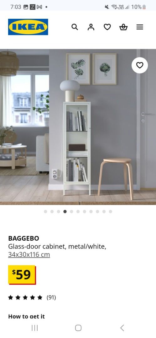 IKEA Baggebo Glass-Door Cabinet - White, Furniture & Home Living ...