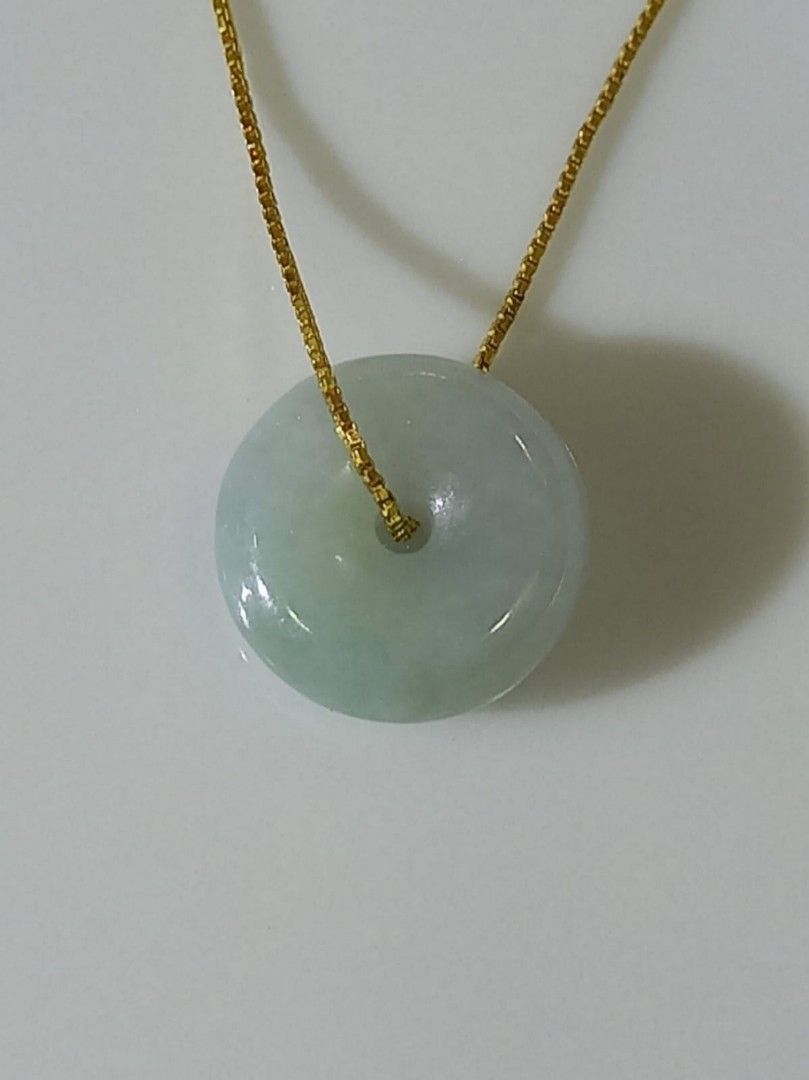 #J819 100% Natural Grade A Donut Jade Jadeite Pendant H13.6m ...