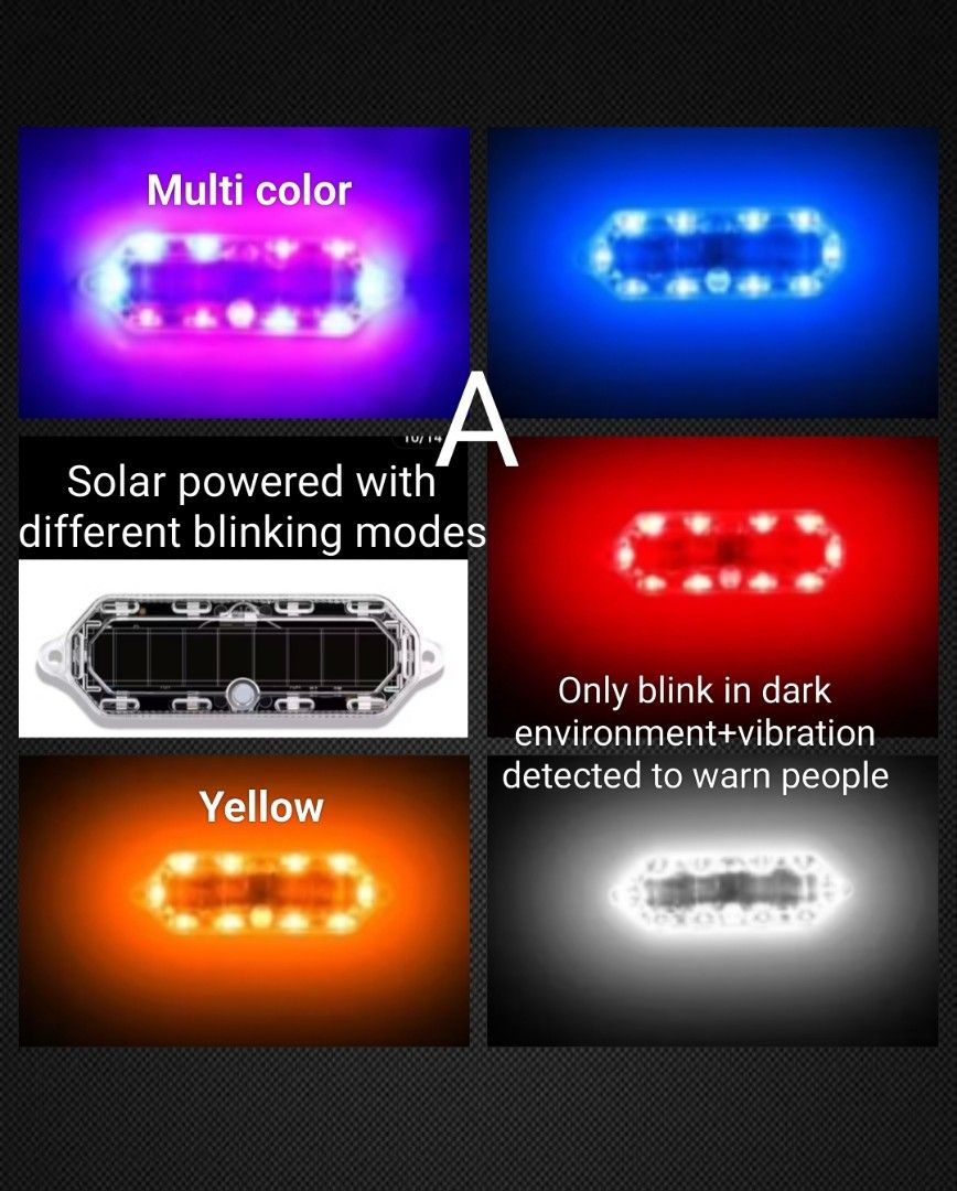 Anti theft LED warning light for car or bike motorcycle solar powered ...