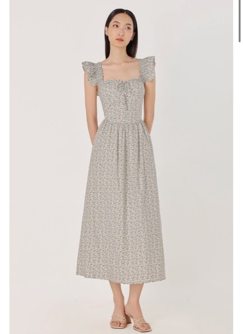 LOVET Leigh Padded Linen Corset Ribbon Tube Midaxi Dress, Women's ...