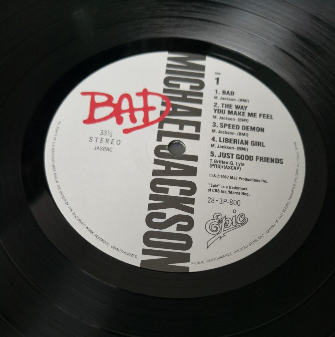 Michael Jackson - Bad Vinyl Record, Hobbies & Toys, Music & Media ...