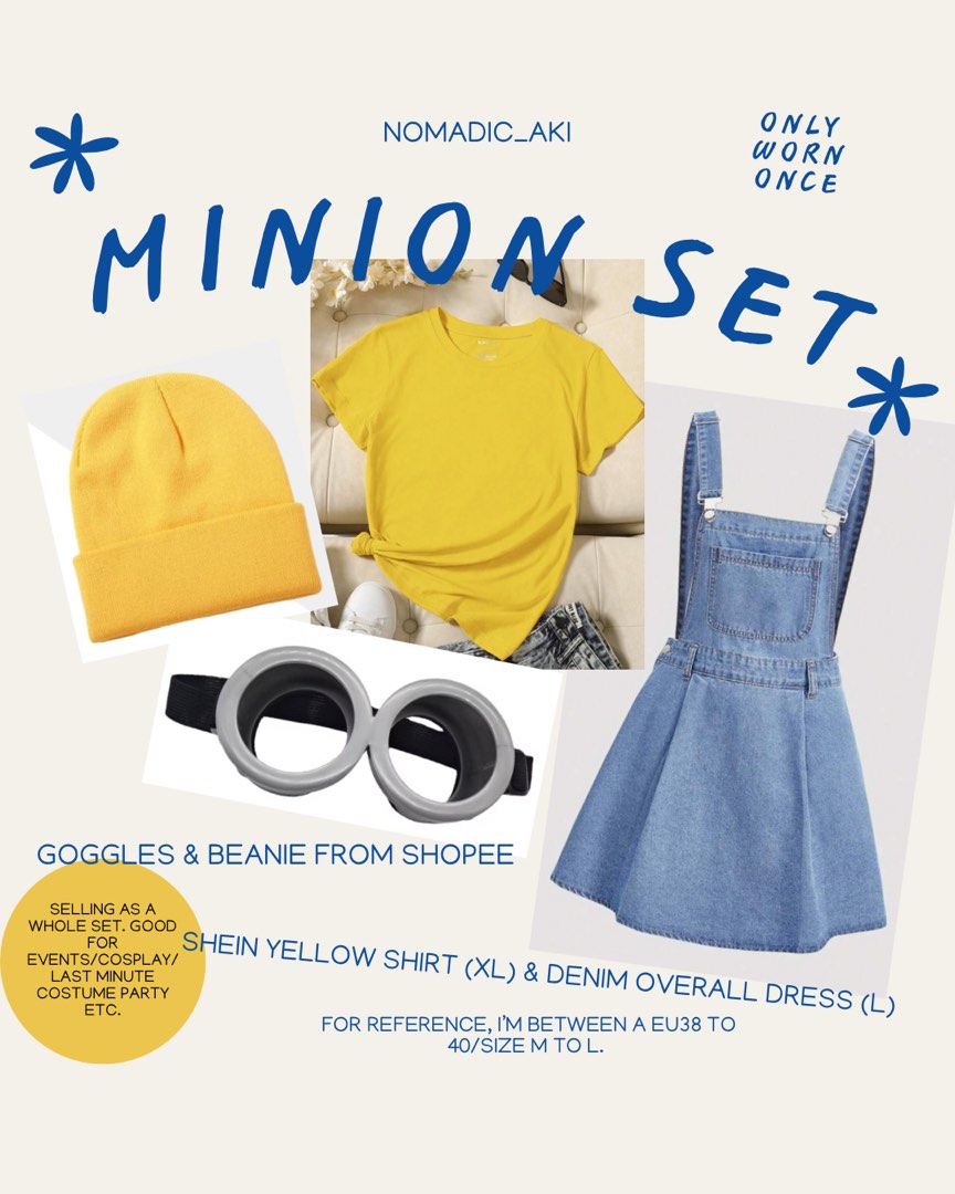 Minion Cosplay Costume Set EU38-40, Women's Fashion, Dresses & Sets ...