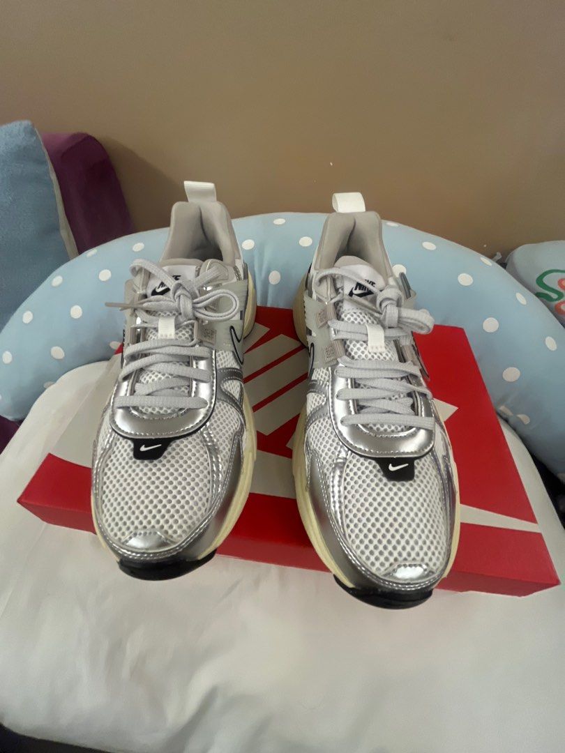 Nike V2K Run Summit White Metallic Silver Sneakers, Men's Fashion ...