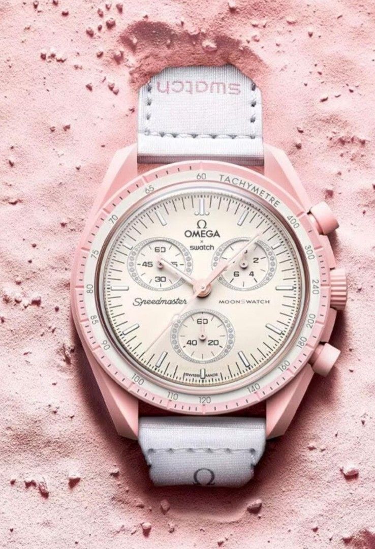 Omega x Swatch Speedmaster MoonSwatch - Pink, Luxury, Watches on Carousell