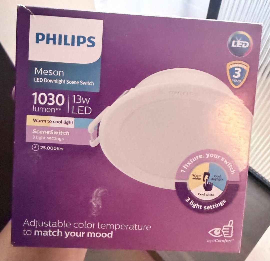 Philips Meson LED Downlight Scene Switch 13W, Furniture & Home Living ...