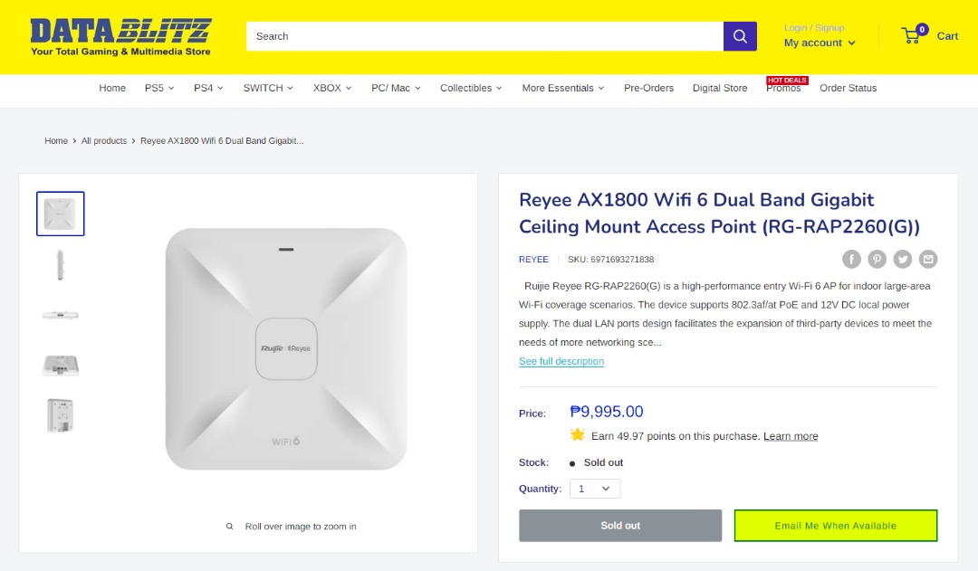 Reyee AX1800 WiFi 6 Dual Band Gigabit Ceiling Mount, Computers & Tech ...