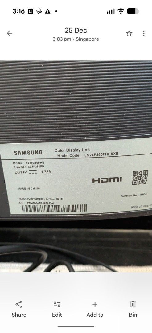 Samsung S24F350FHE LED Monitor - 24 Inch, Computers & Tech, Parts ...