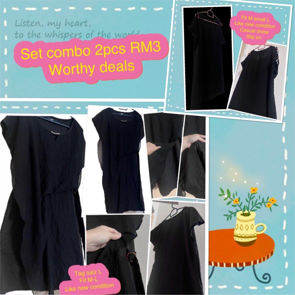 Set combo 2pcs for RM3 only-Final markdown-Christmas sales only-Black ...