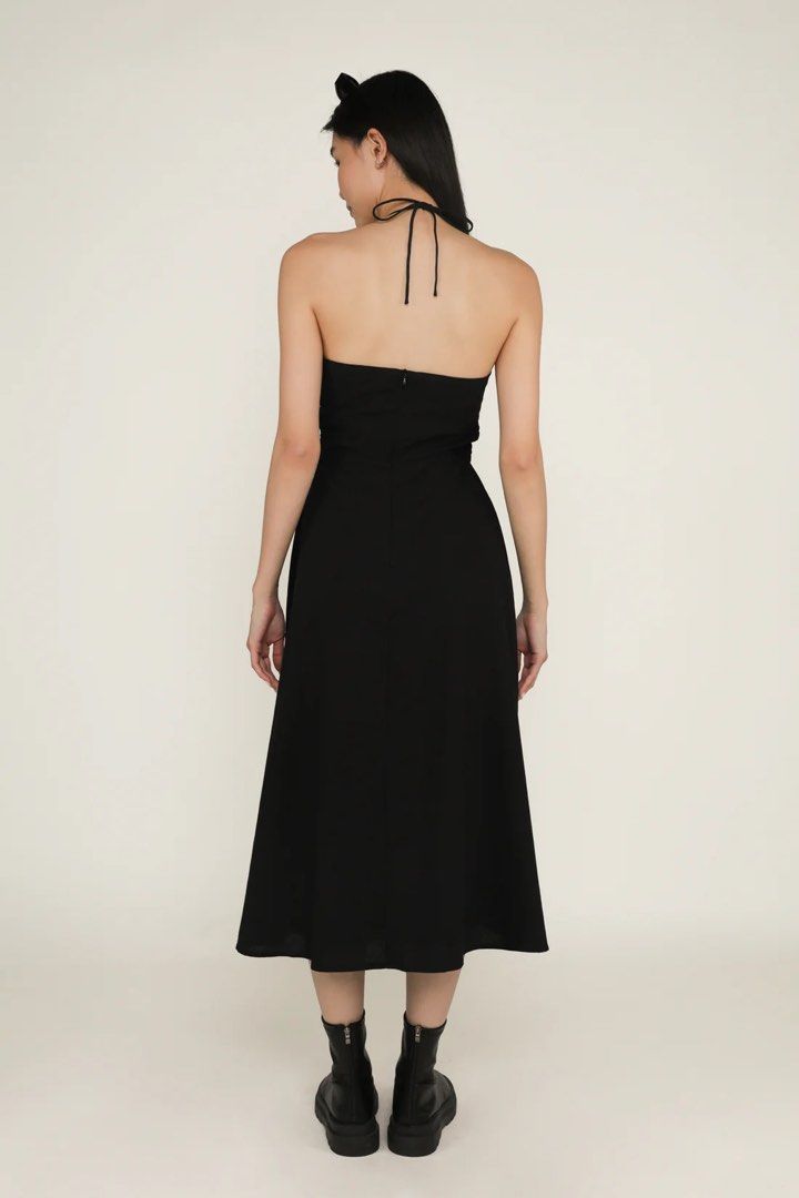 Tinsel Rack Aella Ruch Halter Maxi dress black, Women's Fashion ...