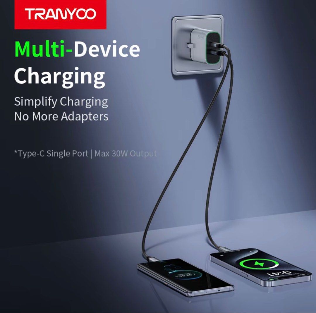 TRANYOO UK-13C Original 30W GaN Fast Charger | USB-C All-Protocol ...