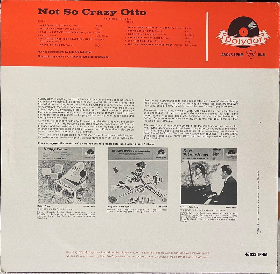 Vinyl / LP: easy listening - Not So Crazy Otto LPHM 46 023 MONO German ...