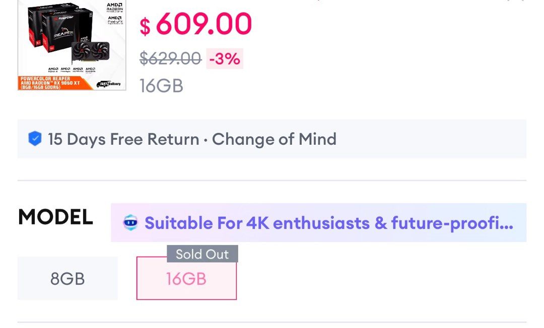 WTS 3 months old GPU POWERCOLOR Reaper AMD Radeon RX 9060 XT 16GB GDDR6 ...