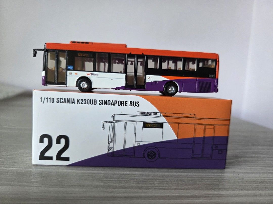 1:110 SBS Transit Scania KUB Singapore bus (Service 123, white plate ...