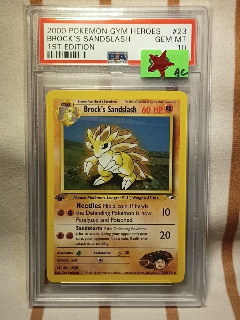 2000 Pokemon Gym Heroes Brock's Sandslash 1st Edition PSA 10, Hobbies ...