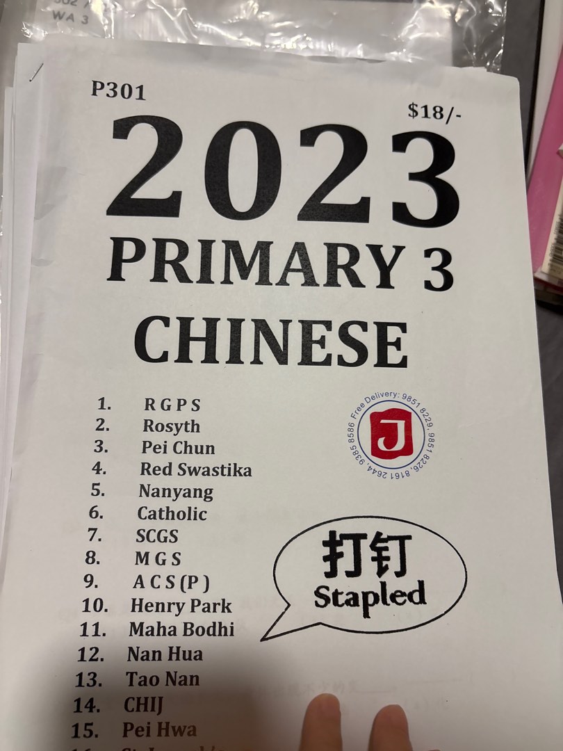 2023 Primary 3 Chinese Worksheet - Stapled, Hobbies & Toys, Books ...