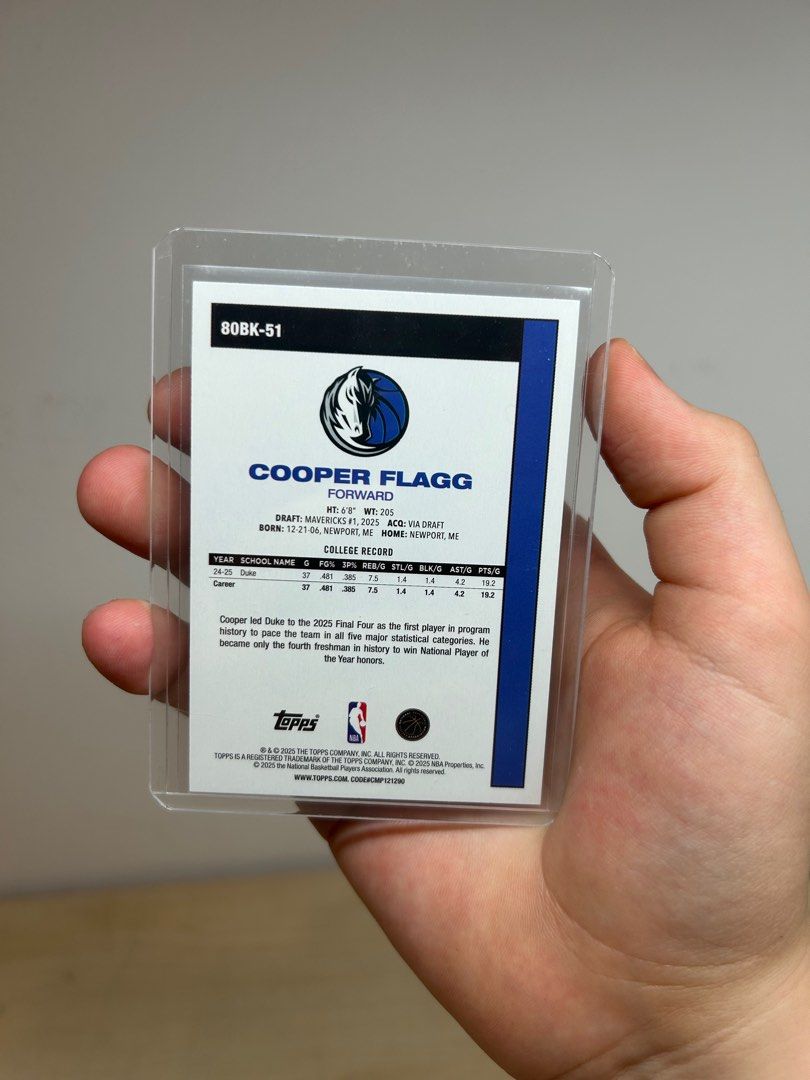 2025 Topps Cooper Flagg Rookie Card, Hobbies & Toys, Toys & Games on ...