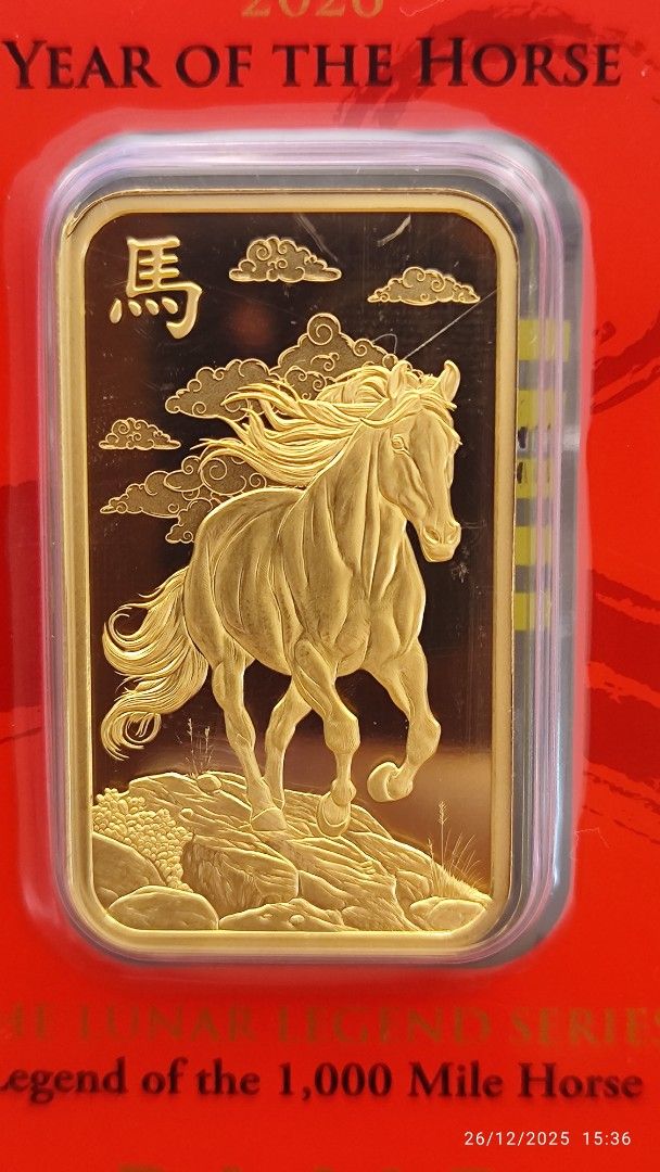 2026 1 oz PAMP Lunar Series "Year of the Horse" Gold Bullion Bar ...