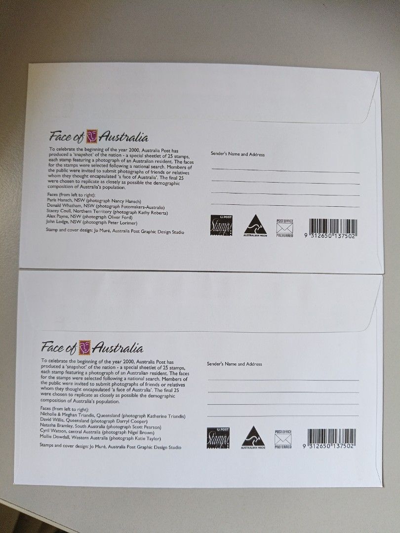 2 pcs Australia FDC Face of Australia (3), Hobbies & Toys, Memorabilia ...