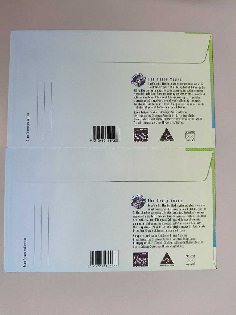 2 pcs Australia FDC Rock n Roll, Hobbies & Toys, Memorabilia ...