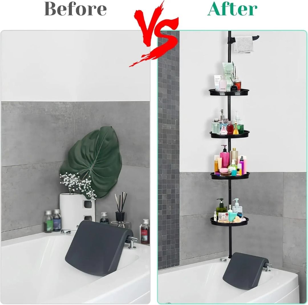 4-Layer Telescopic Corner Storage Rack Bathroom Shampoo and Shower Gel ...