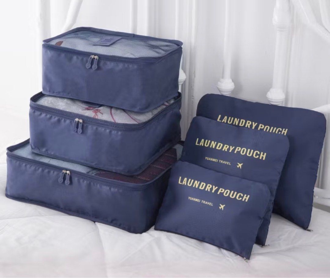 6-Piece Travel Packing Cubes Set - Navy Blue, Hobbies & Toys, Travel ...