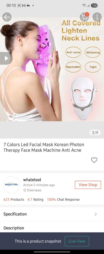 7 Colors LED Facial Mask Korean Photon Therapy, Beauty & Personal Care ...