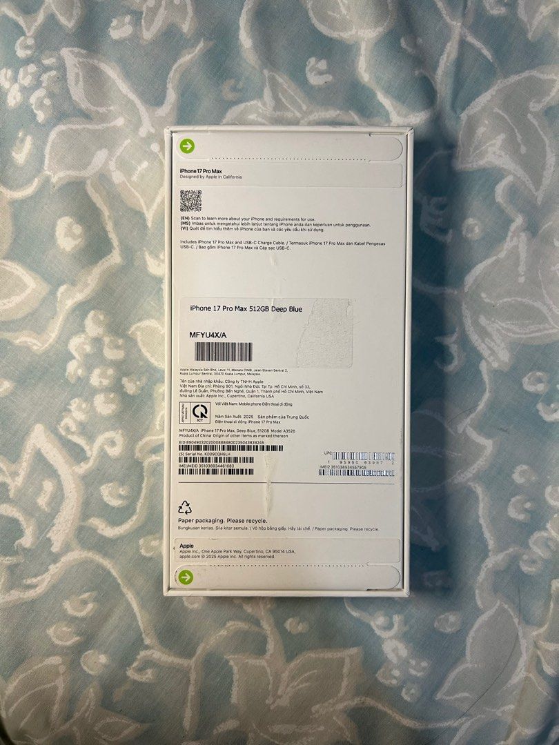 Apple Iphone 17 Pro Max Deep Blue 512GB Sealed Unopened Authentic ...