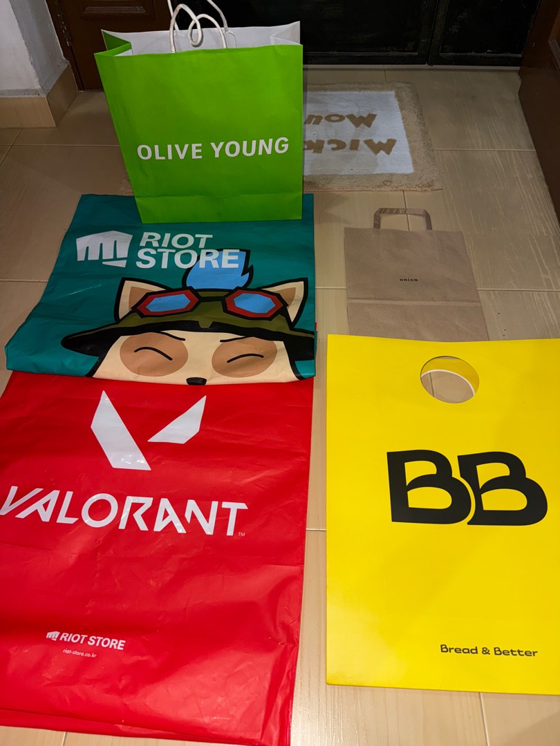Assorted Shopping Bags - Olive Young, Riot Store, Bread & Better, Women ...
