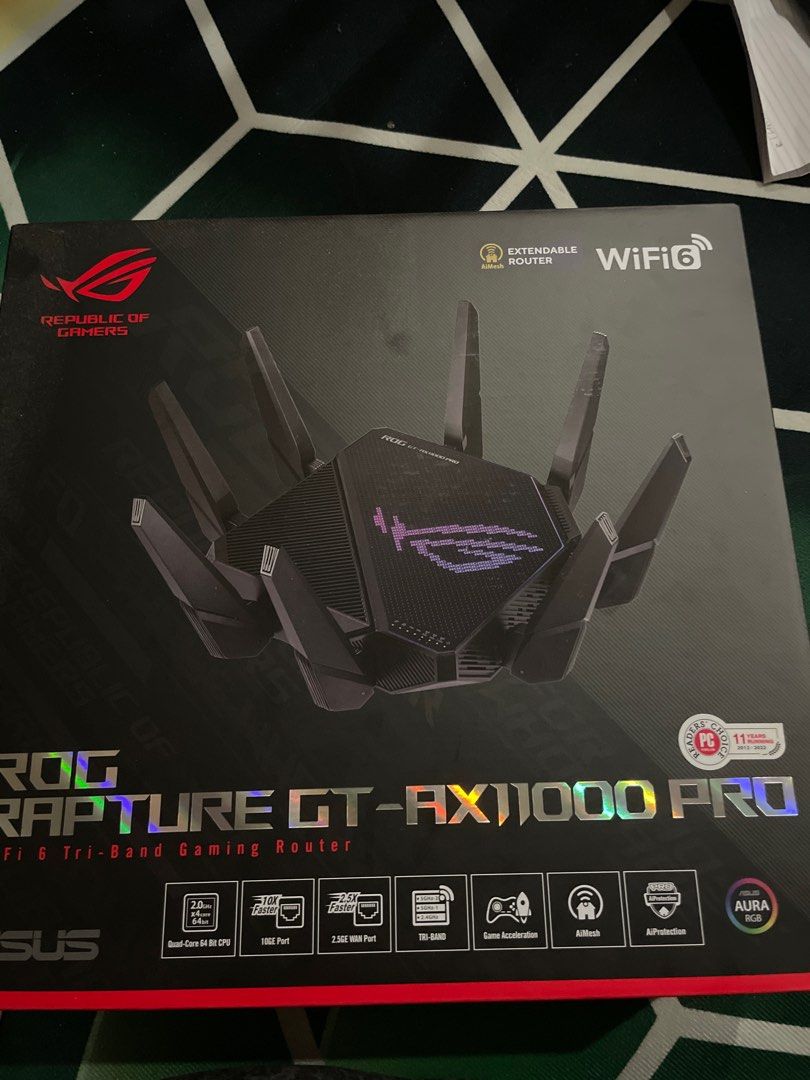 ASUS ROG Rapture GT-AX11000 Pro WiFi 6 Router, Computers & Tech, Parts ...