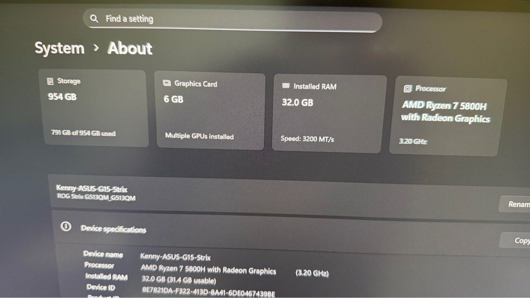 ASUS ROG Strix G15 Gaming Laptop - Ryzen 7, 32GB RAM, Computers & Tech ...