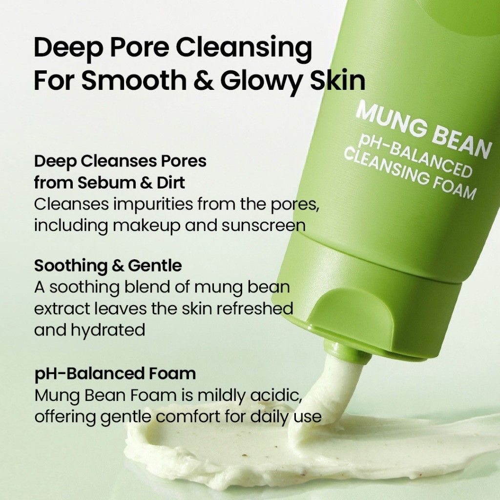 Beplain mung bean pore control cleansing foam cleaner face facial wash ...
