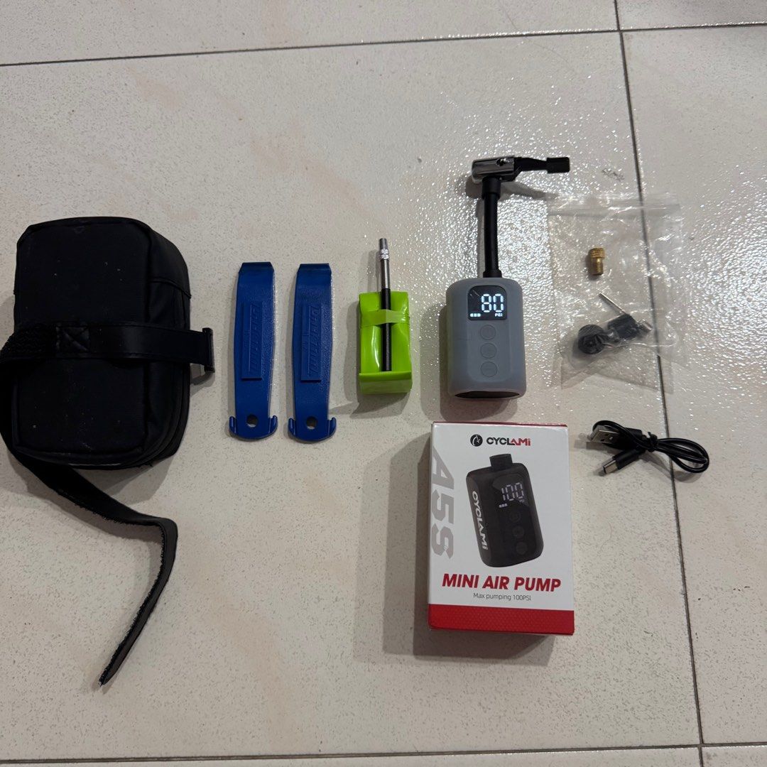 Bike repair kit with Cyclami A5S Mini Air Pump, Sports Equipment, Bicycles & Parts, Parts ...