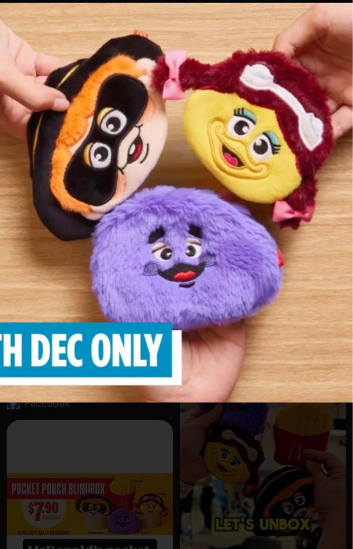 Birdie, Hamburglar and Grimace UNOPENED McDonald's Pocket Pouch Blind ...