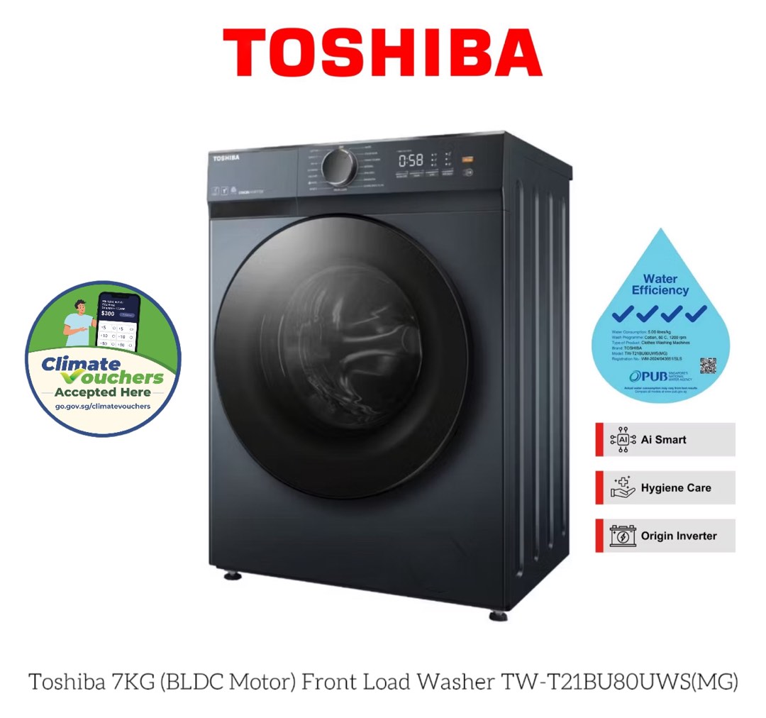 (BUY with CLIMATE VOUCHER) Brand New! Toshiba 7KG BLDC Motor Front Load ...