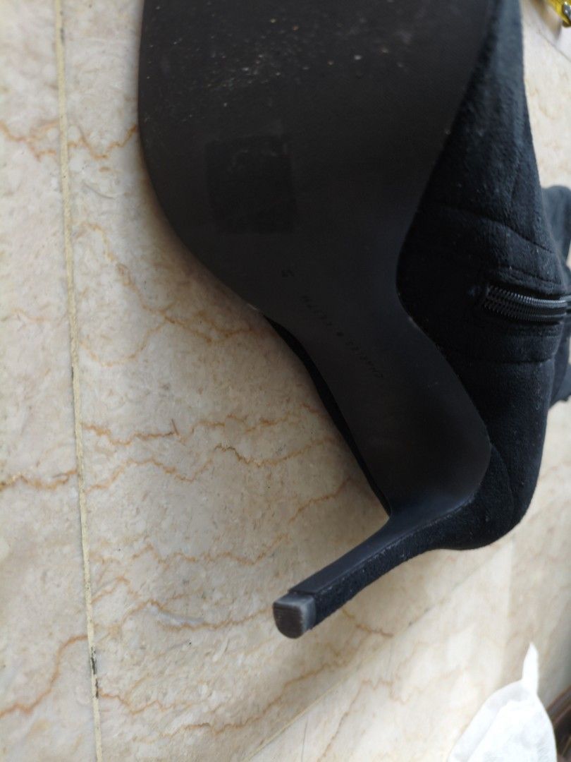Charles & Keith Black Suede like Ankle Boots - Size 41, Women's Fashion ...