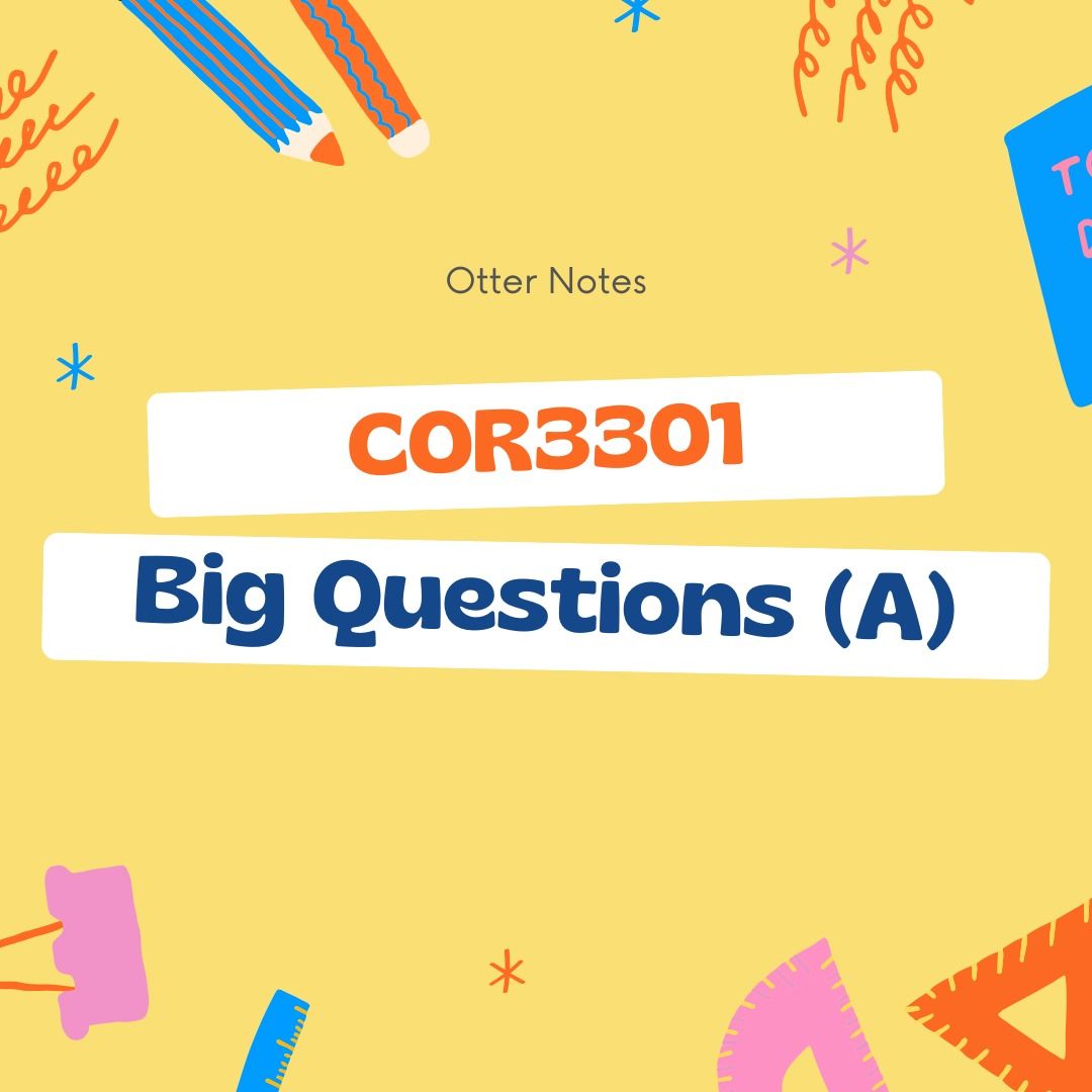 COR3301 Big Questions Notes, Hobbies & Toys, Books & Magazines ...