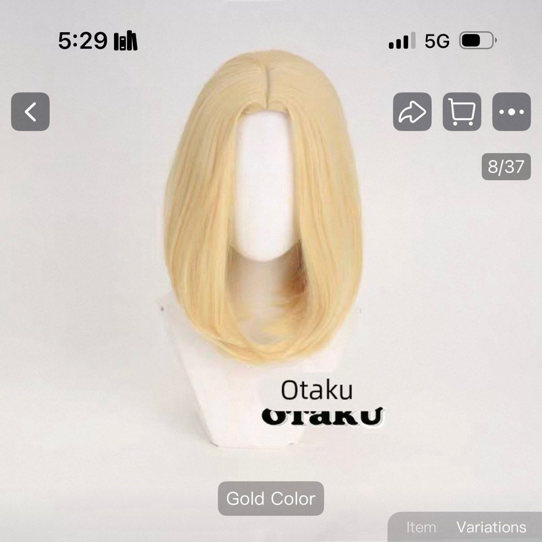 BNIP generic middle part cosplay wig (gold yellow colour) , Hobbies ...