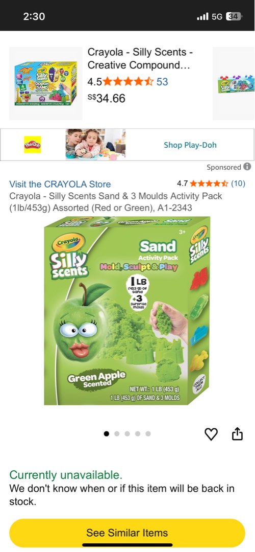 Crayola Silly Scents Sand Activity Pack kit kids, Babies & Kids, Infant ...