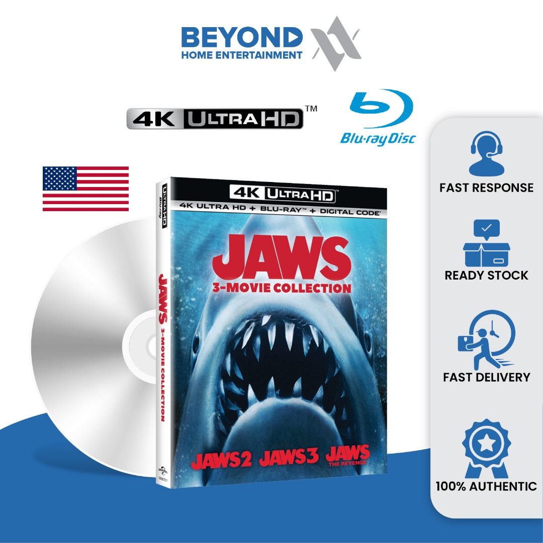 Jaws 3-Movie Collection [4K Ultra HD + Bluray], Hobbies & Toys, Music ...
