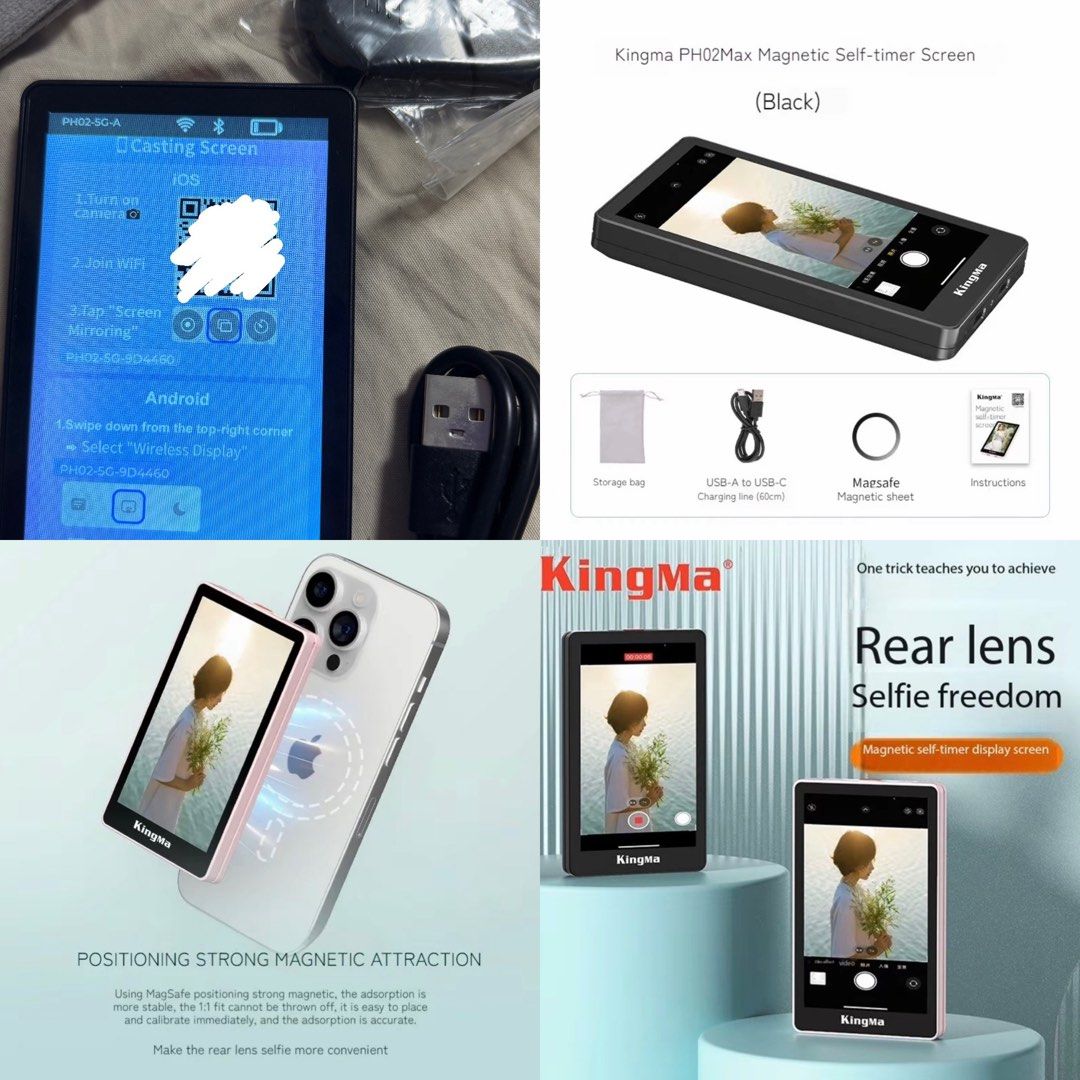 Kingma PH02 Max Magnetic Self-timer Screen (Black), Photography ...