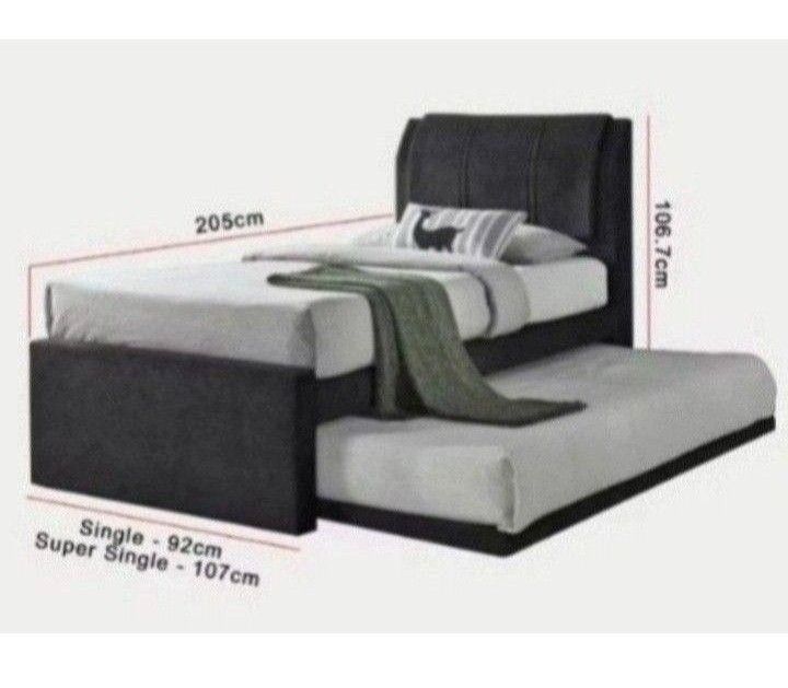 Konny 2 in 1 Single I Super Single Bed frame with Pull out, Furniture ...