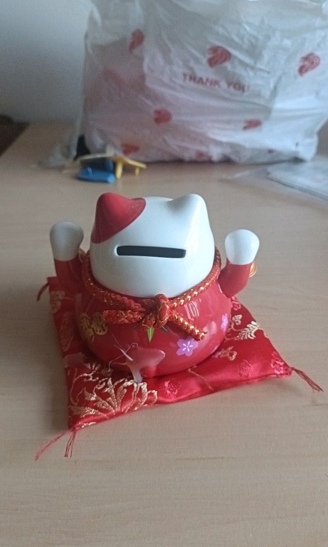 Lucky Cat Figurine - Red and White, Hobbies & Toys, Toys & Games on ...
