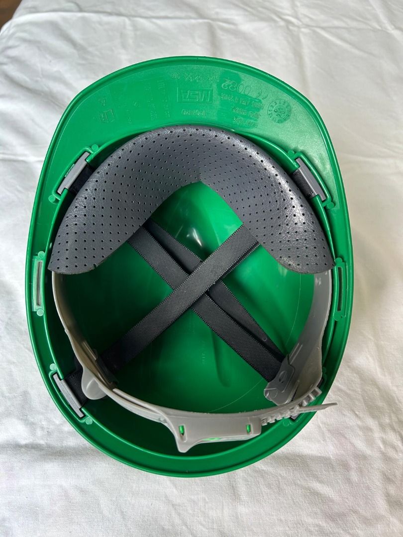 MSA V-Gard Safety Helmet, Adjustable, Green, Men's Fashion, Watches ...